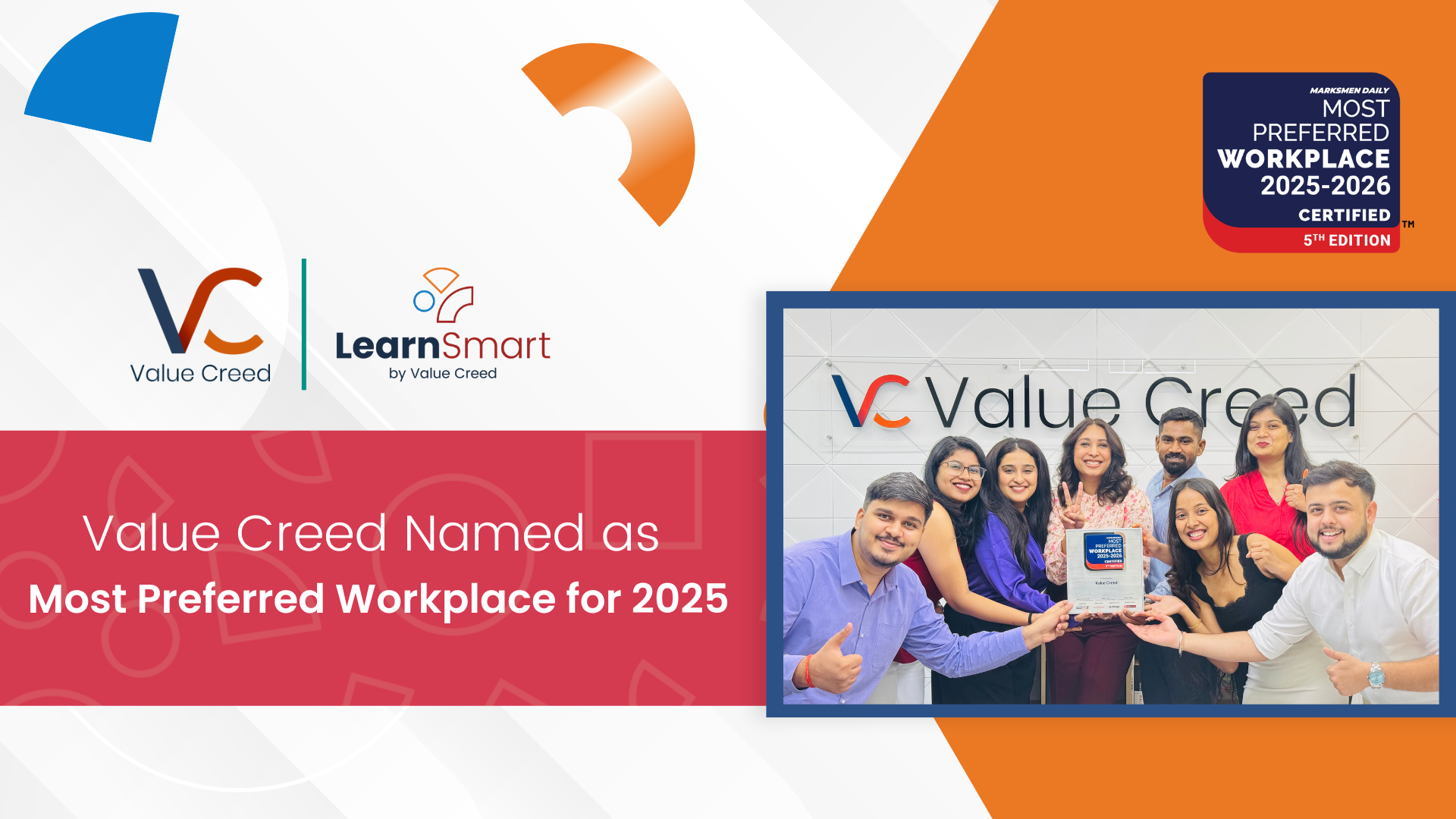 Most Preferred Workplace Award 2025 | Value Creed